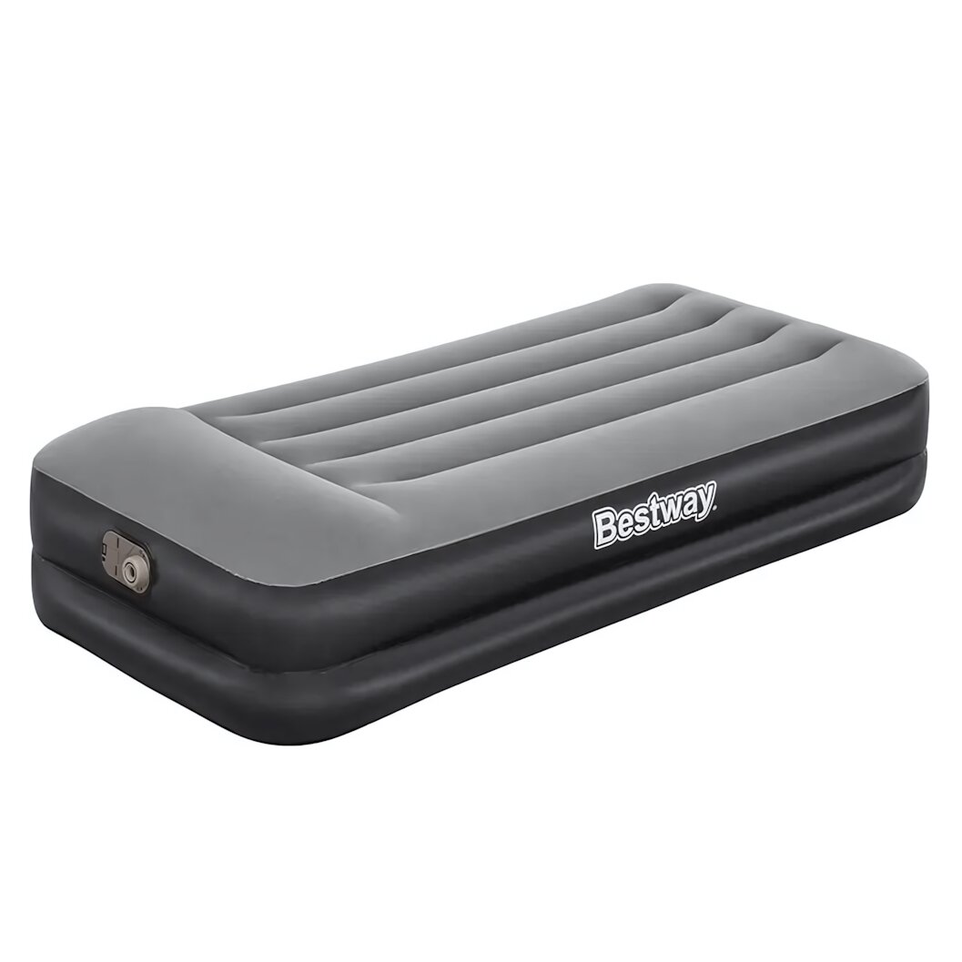 Матрас надувной Bestway двухместный с подголовником и электронасосом, 97x191x46 см, черный, до 150 кг