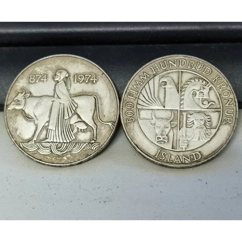 Монета Исландии 1974, 500 Имм Хундуруд Кронур, Type 1