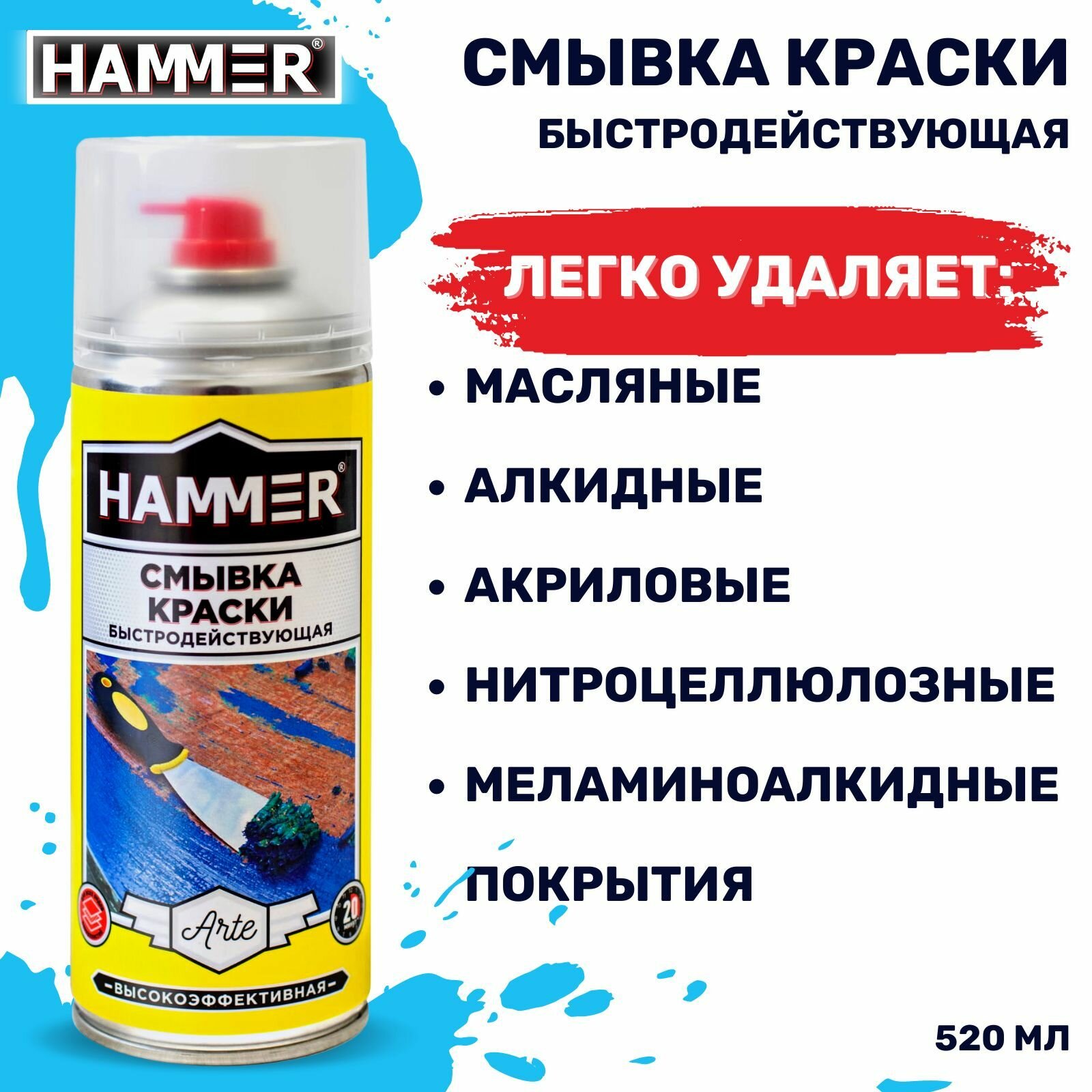 Смывка краски HAMMER 520мл удалитель старой краски