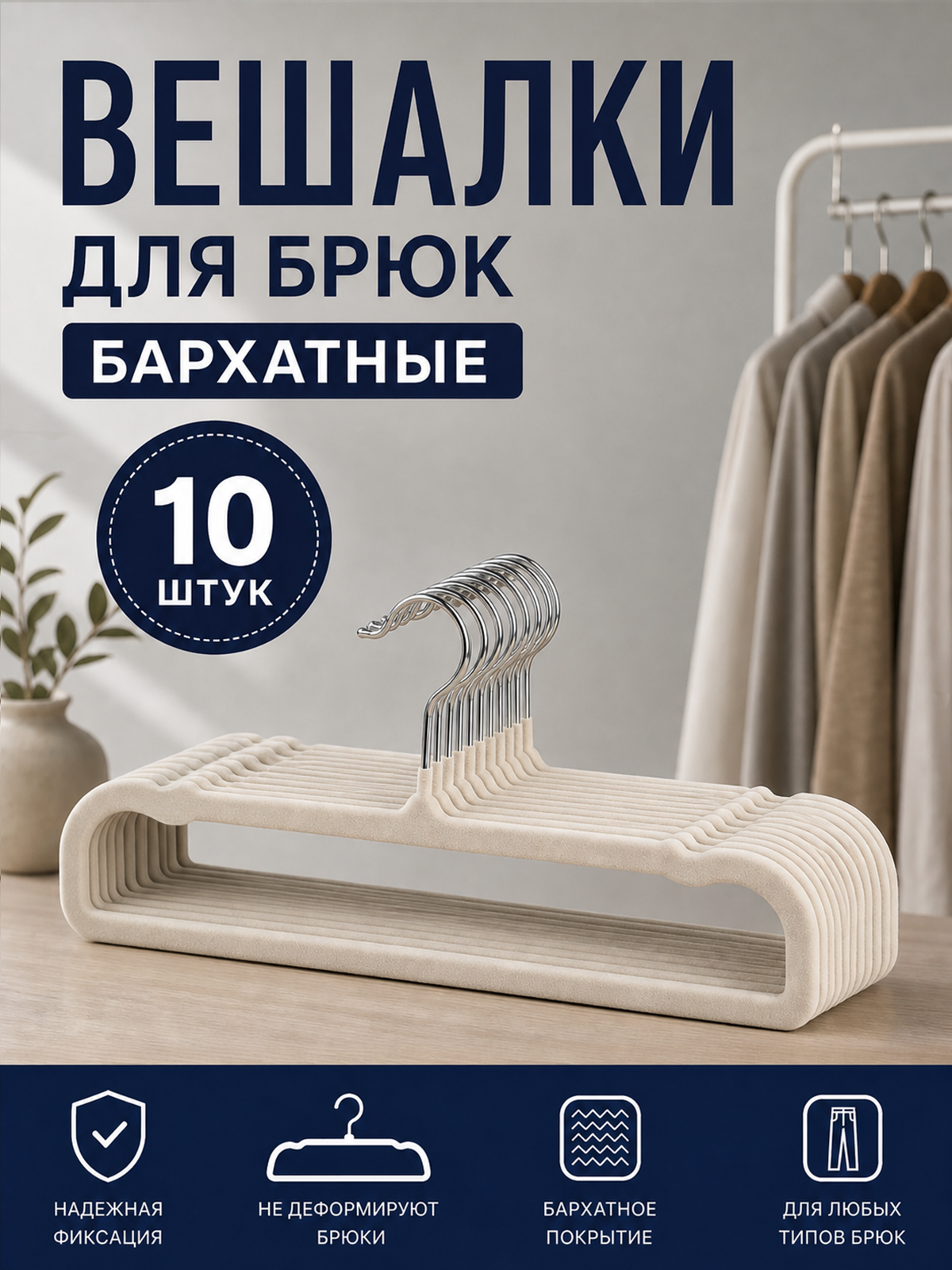 Вешалка для брюк и юбок , набор 10 шт./ одежда/уход за одеждой