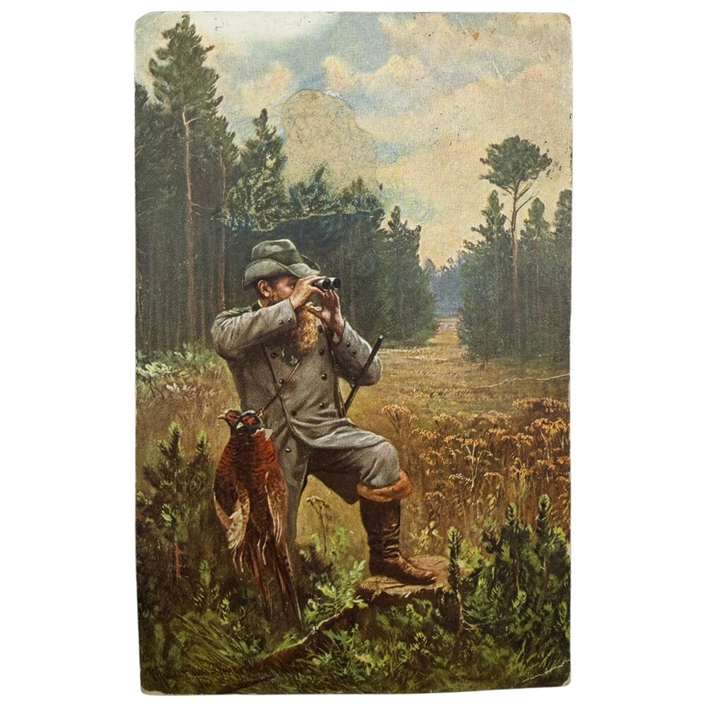 Почтовая открытка "Наблюдение за дичью" 1900-1917 гг. Германская Империя