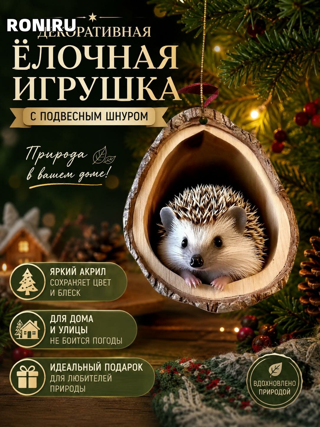 Декоративная елочка с подвесным шнуром — акриловое яркое украшение для дома и улицы, подарок любителям природы