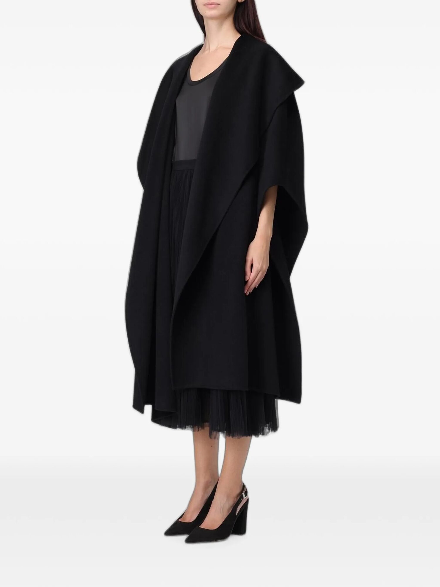 Накидка Elisabetta Franchi Belted wool cape, размер 40 — фото 1