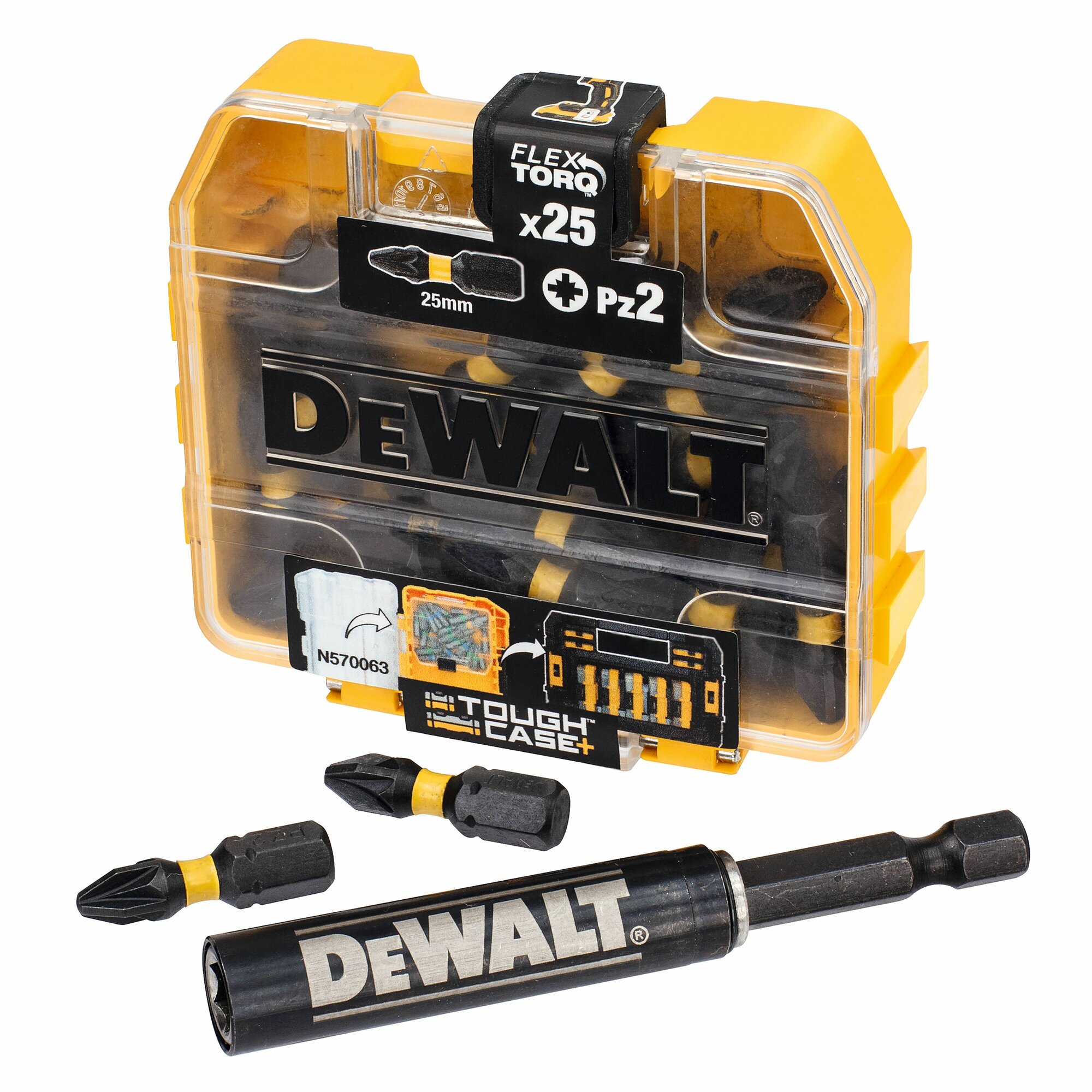 Бита DEWALT, PZ2, 25 мм, 25 шт. в кейсе, DT70564T