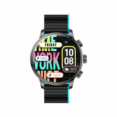 Смарт-часы Kieslect Calling Watch Kr2 YFT2070EU, звонки с телефона по Bluetooth, AMOLED 1.43 дюйма, 466x466, IP68, мониторинг стресса, для iOS, 360 мАч, силиконовый ремешок 22 мм, черные