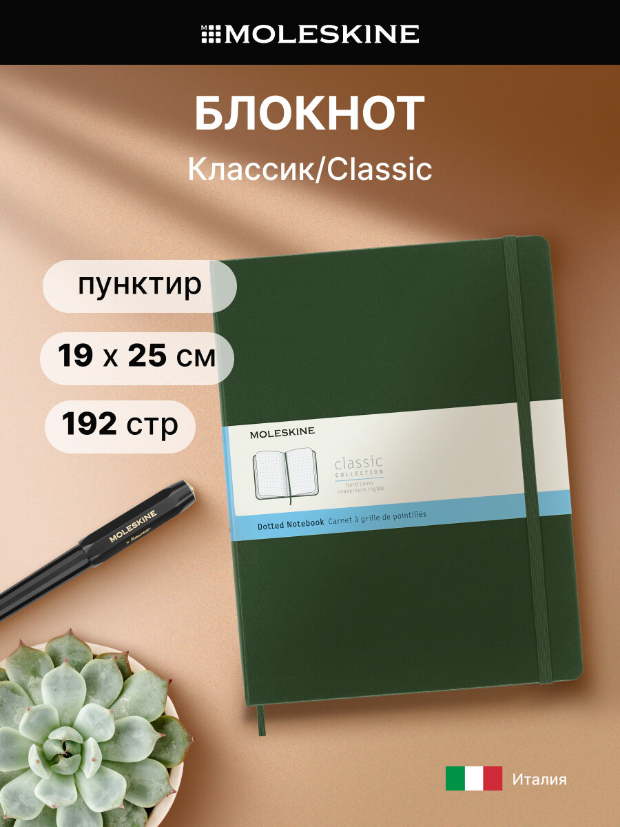 Блокнот Moleskine CLASSIC XLarge 190х250мм 192стр. пунктир твердая обложка зеленый
