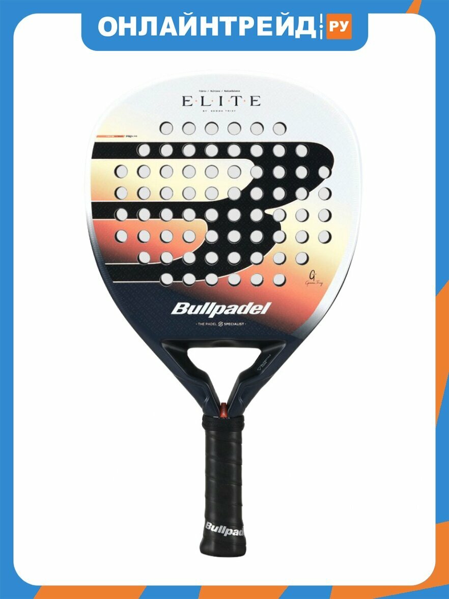 Ракетка для падела Bullpadel Elite Women 2026, 494406, для начинающих, стекловолокно, бело-черно-оранжевый