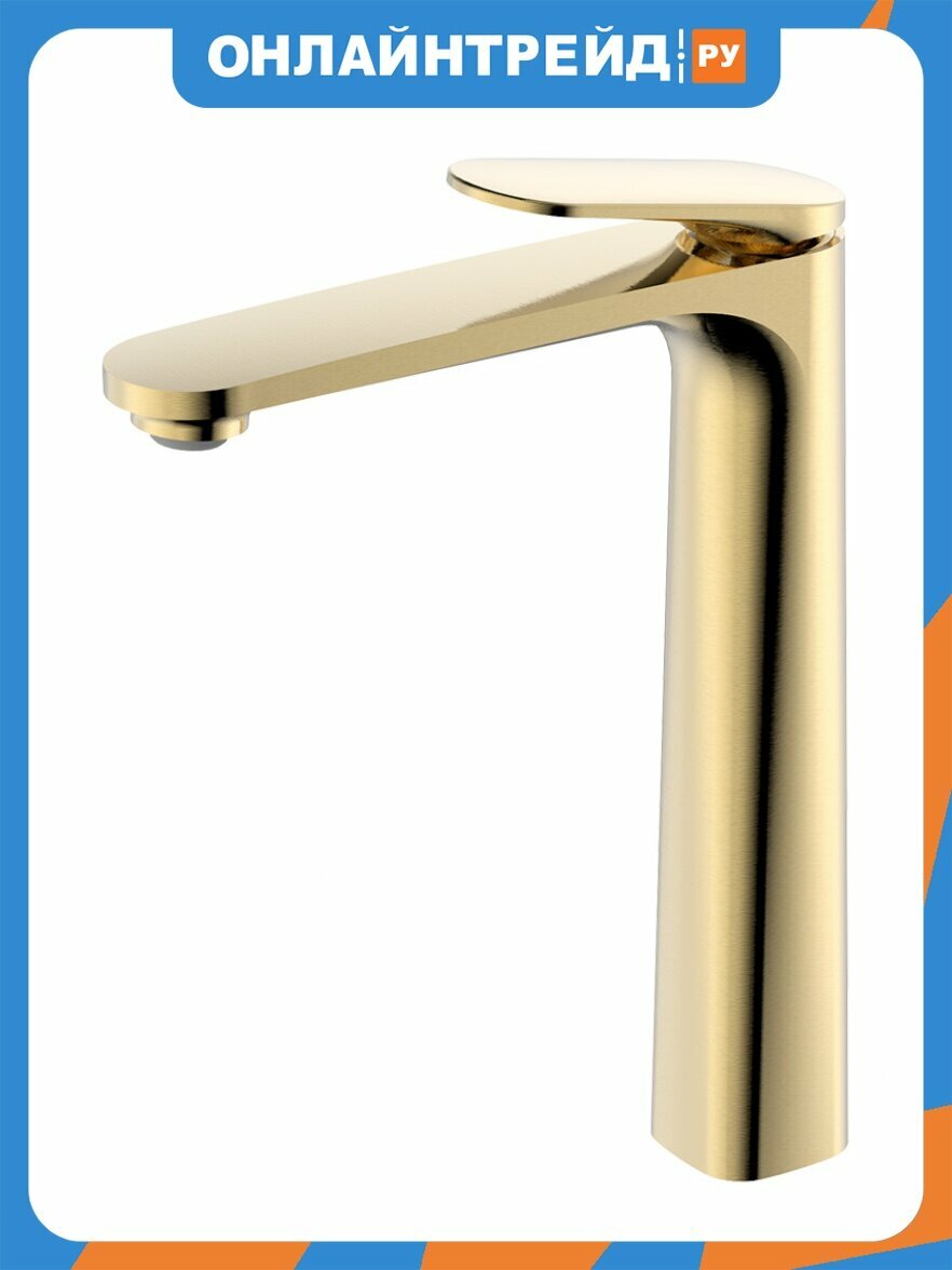 Смеситель для свободностоящей раковины Aquame AQM6714BG Imola без донного клапана, Brushed gold