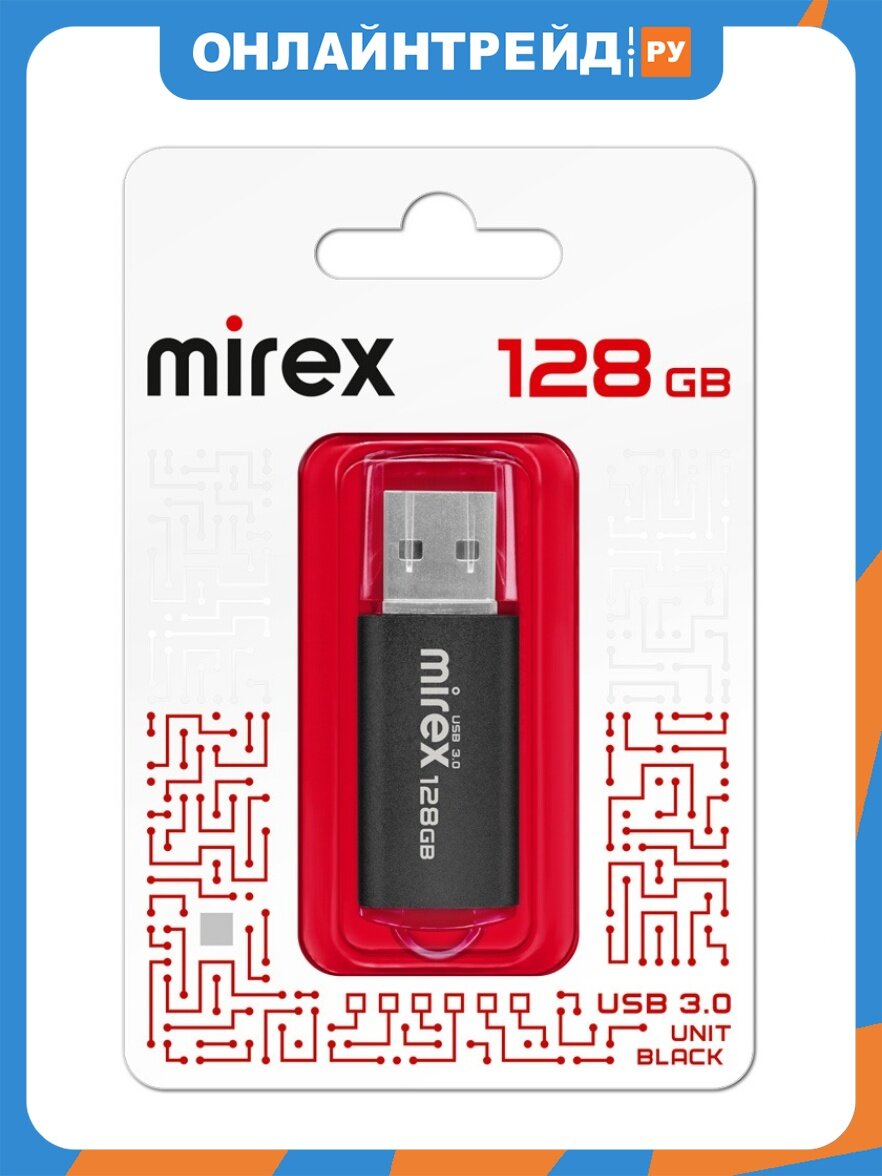 Флэш накопитель Mirex 128 Гб UNIT BLACK USB 3.0 (13600-FM3UB128)