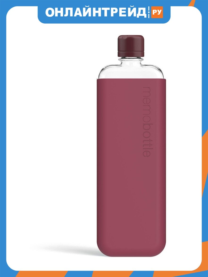 Бутылка для воды Memobottle Slim, с силиконовым чехлом, бордовый