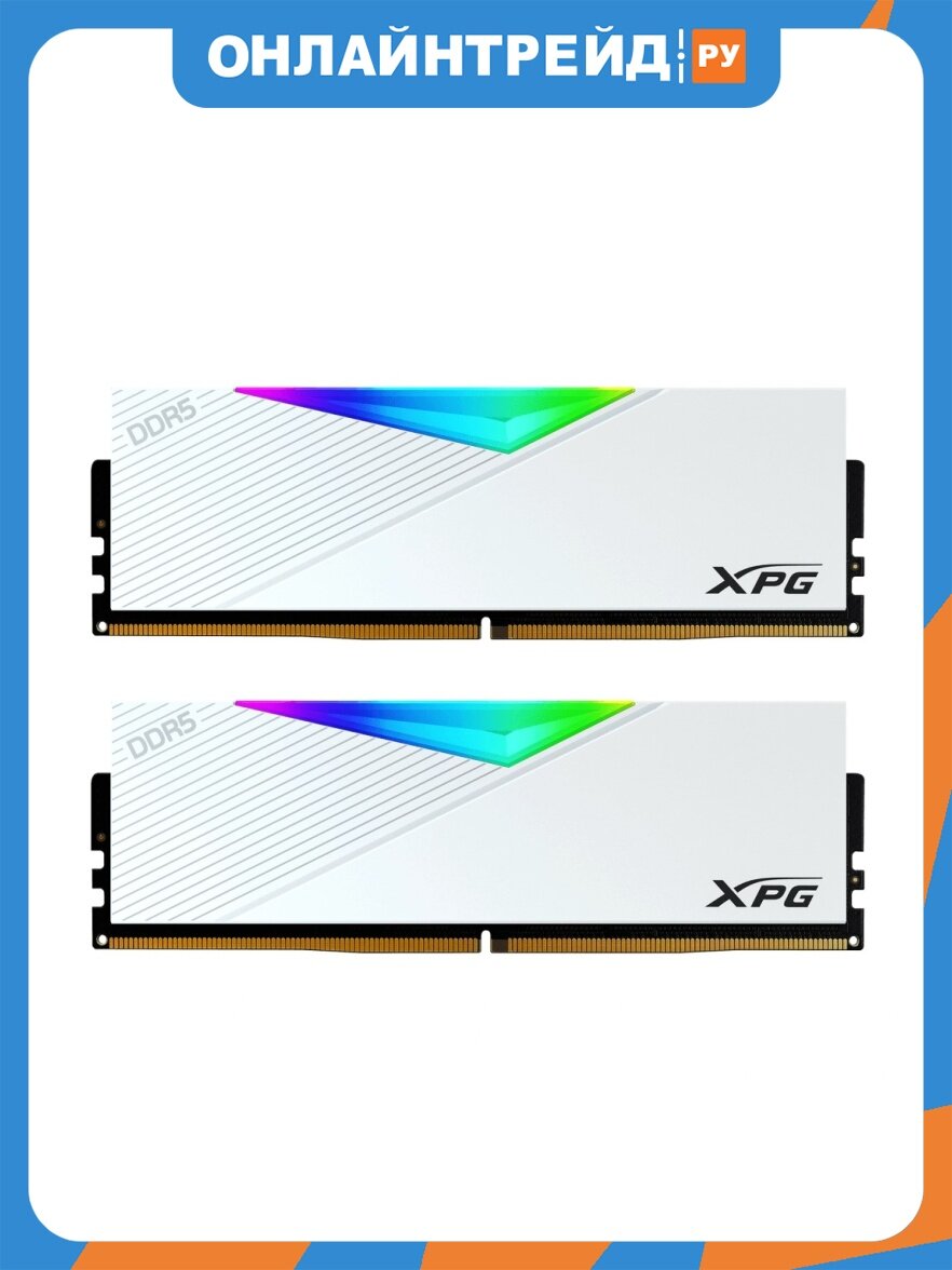 Оперативная память Adata DDR5 32Gb (2x16Gb) 6400Mhz pc-51200 XPG Lancer RGB CL32 1.35V (AX5U6400C3216G-DCLARWH)