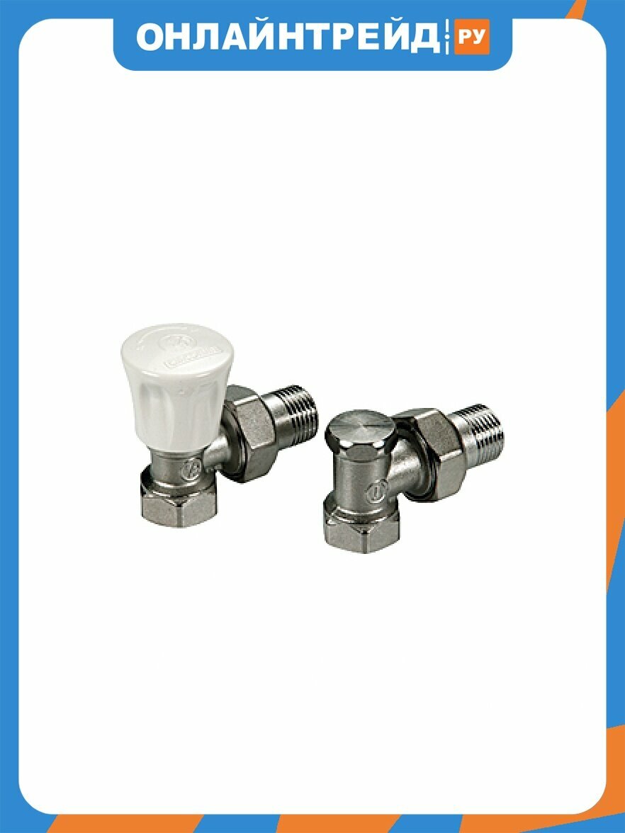 Комплект Giacomini , R705K, ручной, угловой, 1/2", 1/2", ВН, латунь, хромированный, включает угловой ручной клапан, угловой