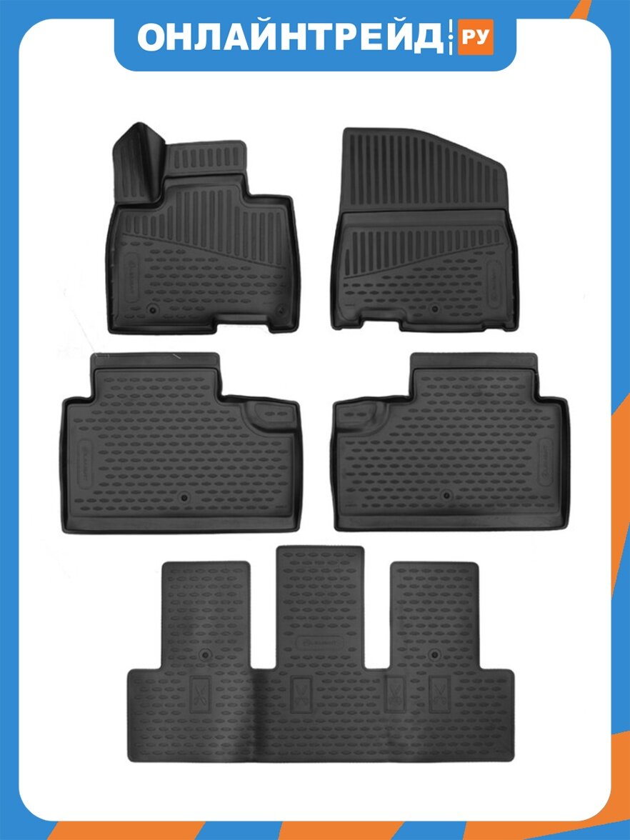 Коврики 3D в салон Element для KIA Carnival (IV) 2020-, Premium +, кроссвэн, полиуретан, 5шт