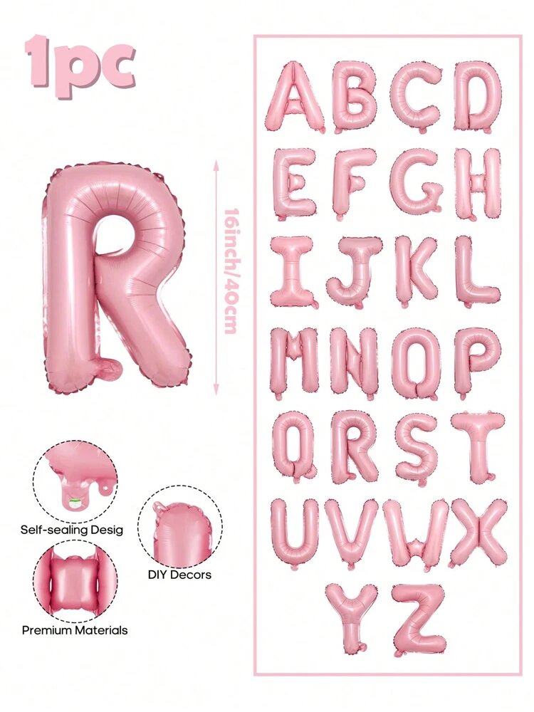 Розовый воздушный шар-буква из фольги 16 дюймов Pink letters R