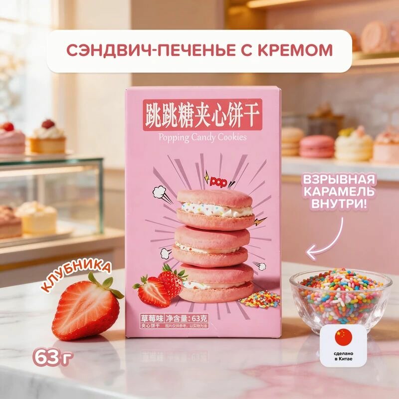 Сэндвич-печенье с кремом 63 г. оригинальное угощение к чаю
