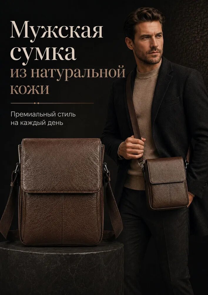 Сумка мужская кожаная через плечо