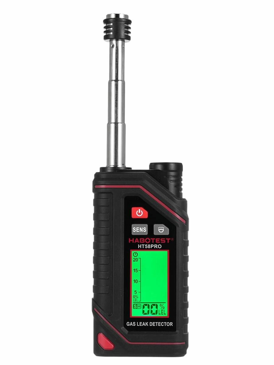 Газоанализатор HT58PRO это высокочувствительный портативный детектор горючих газов, оснащенный телескопическим зондом длиной 11,5 дюймов.