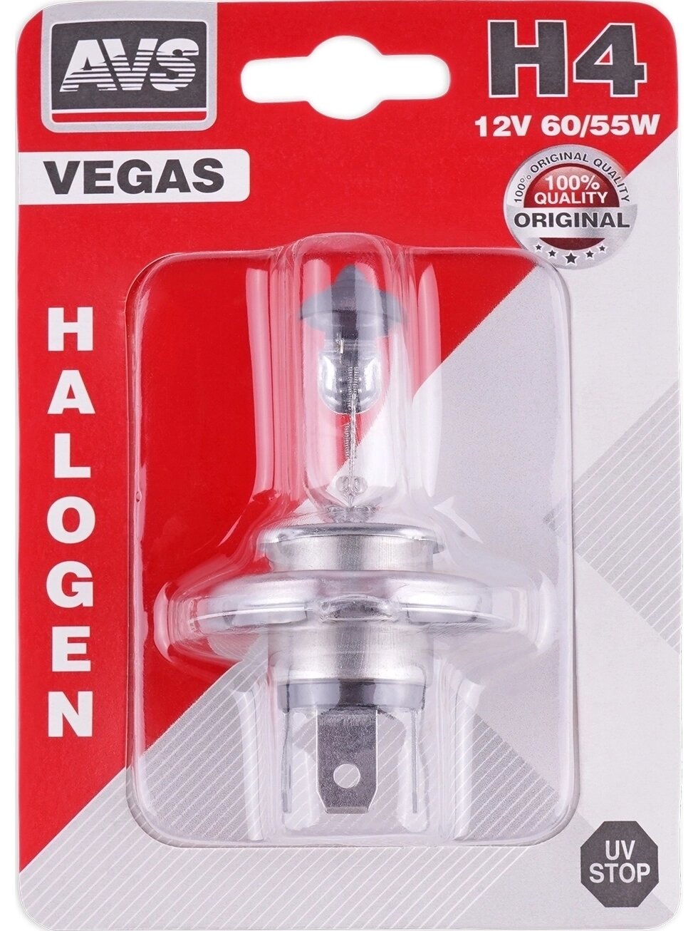 Галогенная лампа AVS Vegas H4 (A78482S) 12V 60/55W 1шт. в блистере