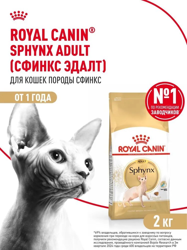 Сухой корм для кошек Royal Canin Adult породы сфинкс, 2 кг