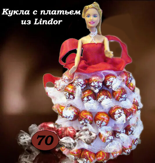 Кукла с платьем из конфет Lindor