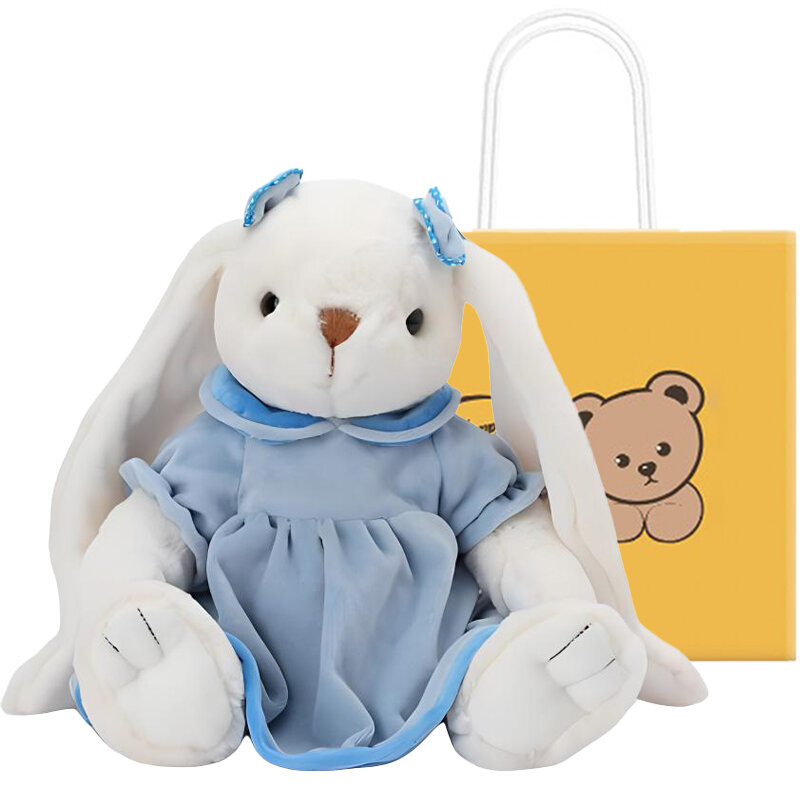 Плюшевая кукла унисекс BOWEN BEAR, Sky Blue Skirt Cute Rabbit 20cm Shopping Bag