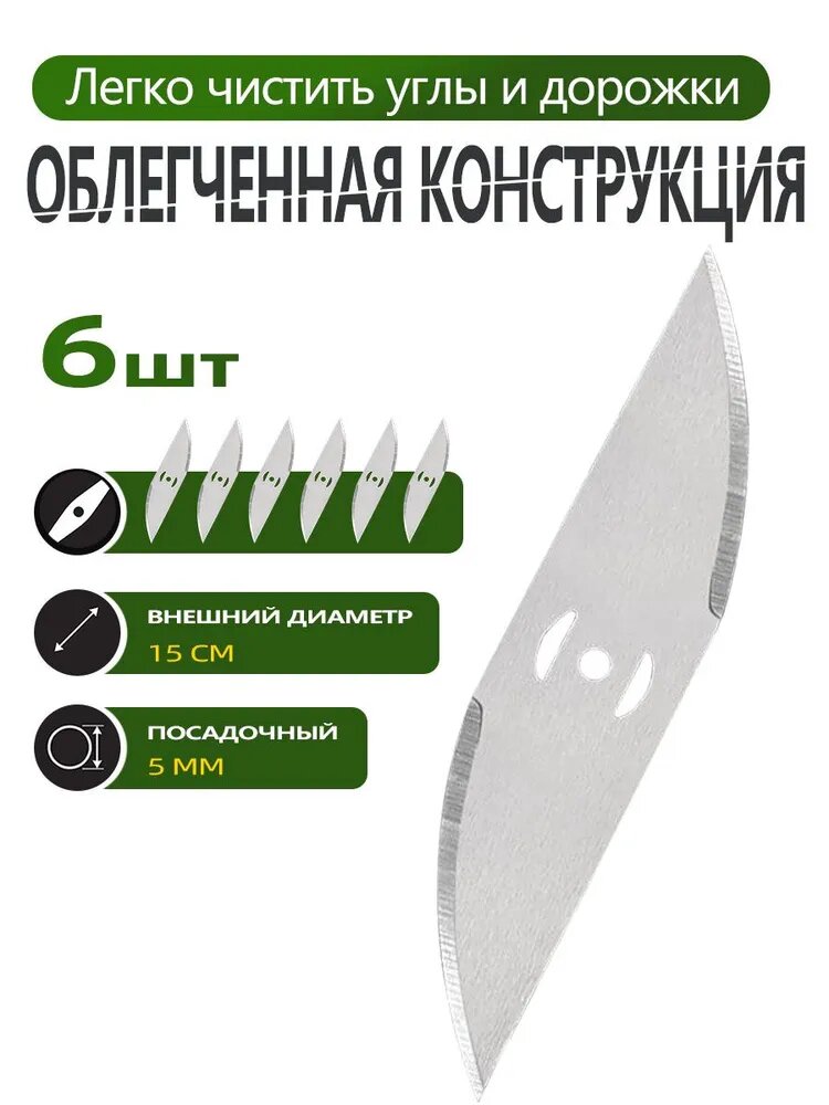 Нож металлический для триммера 2-х лопастной садового, аккумуляторного, бензинового, диск для мотокосы.6шт