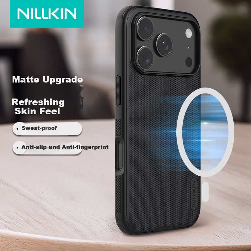 NILLKIN Магнитный чехол для iPhone 17 Pro Max с полным покрытием, противоударный, с поднятой защитой камеры, матовый и