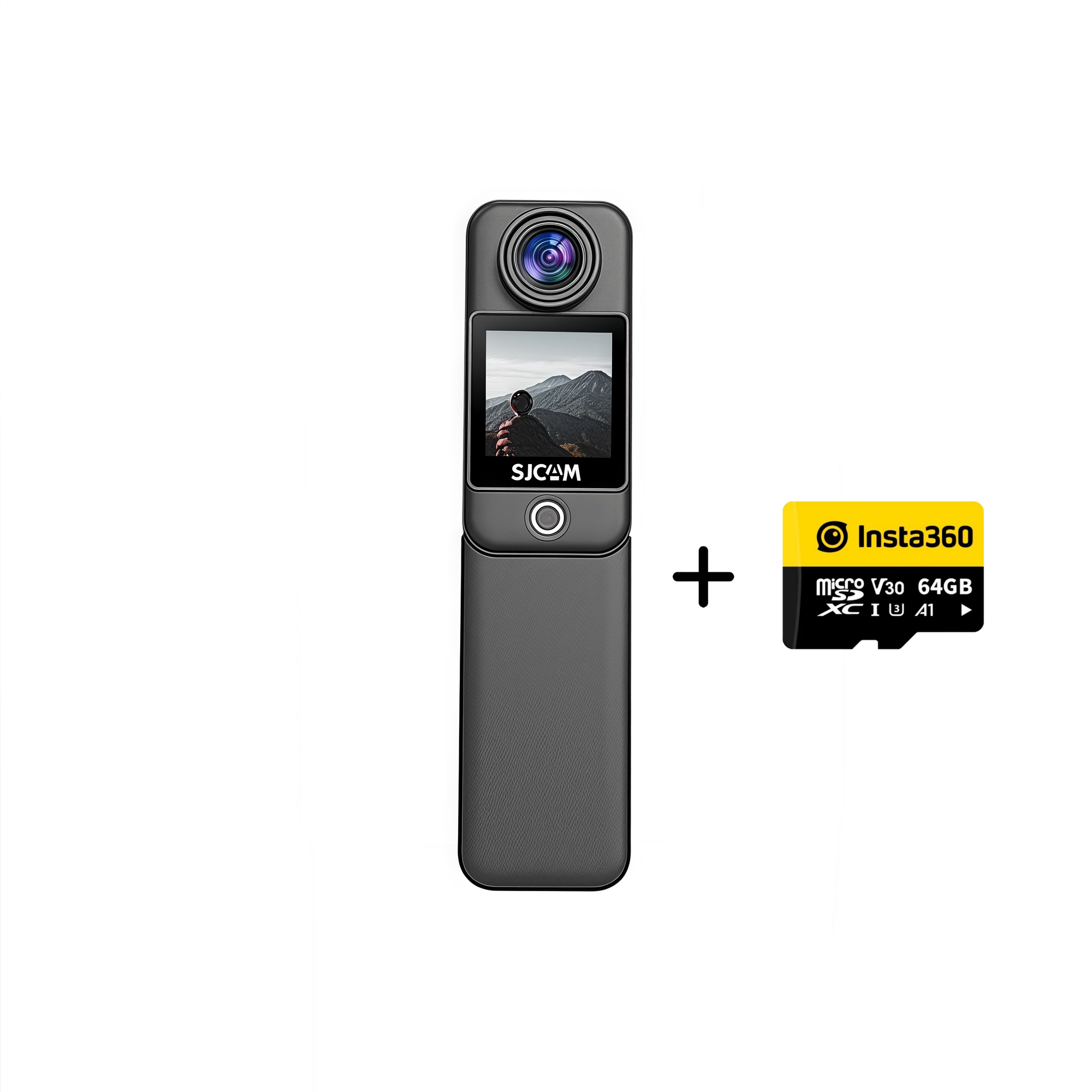 Экшн камера SJCam C300 Black, с картой памяти 64 ГБ аккумулятор 1000мАч+2800mAh с креплением, 4K Ultra (Ширина: 37 мм; Высота: 23 мм)