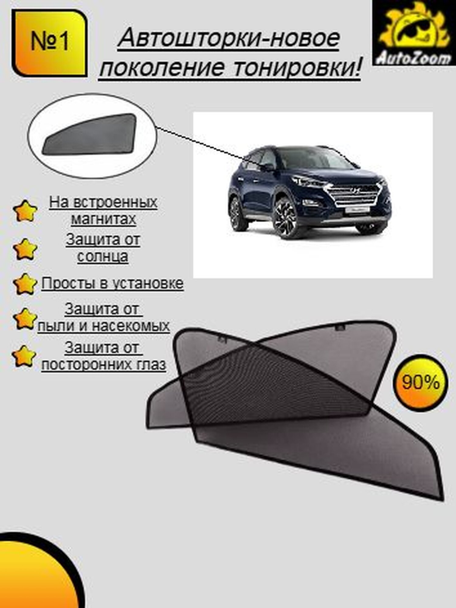 Автошторки магнитные для Hyundai Tucson (TL) (2015-2021), на передние двери 2 шт