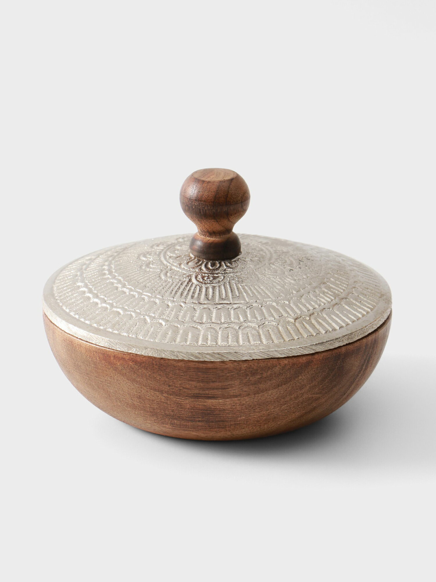 Сахарница "Алюм", 15x15x11 см, алюминий, дерево, цвет: коричневый
