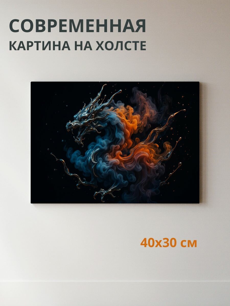 Картина на холсте Дракон 40x30 см
