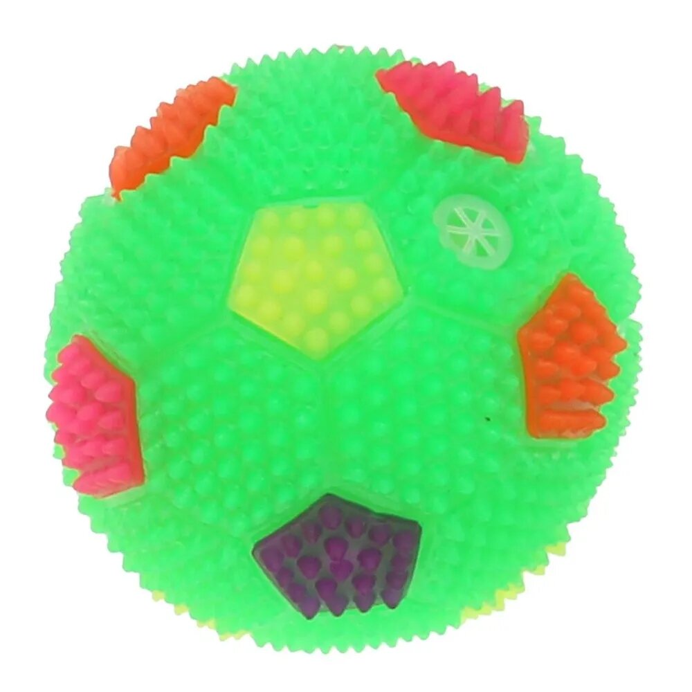 Игрушка для собаки Pet Toys "Мяч футбольный", 6.5х6.5 см, ПВХ, с пищалкой, светящаяся