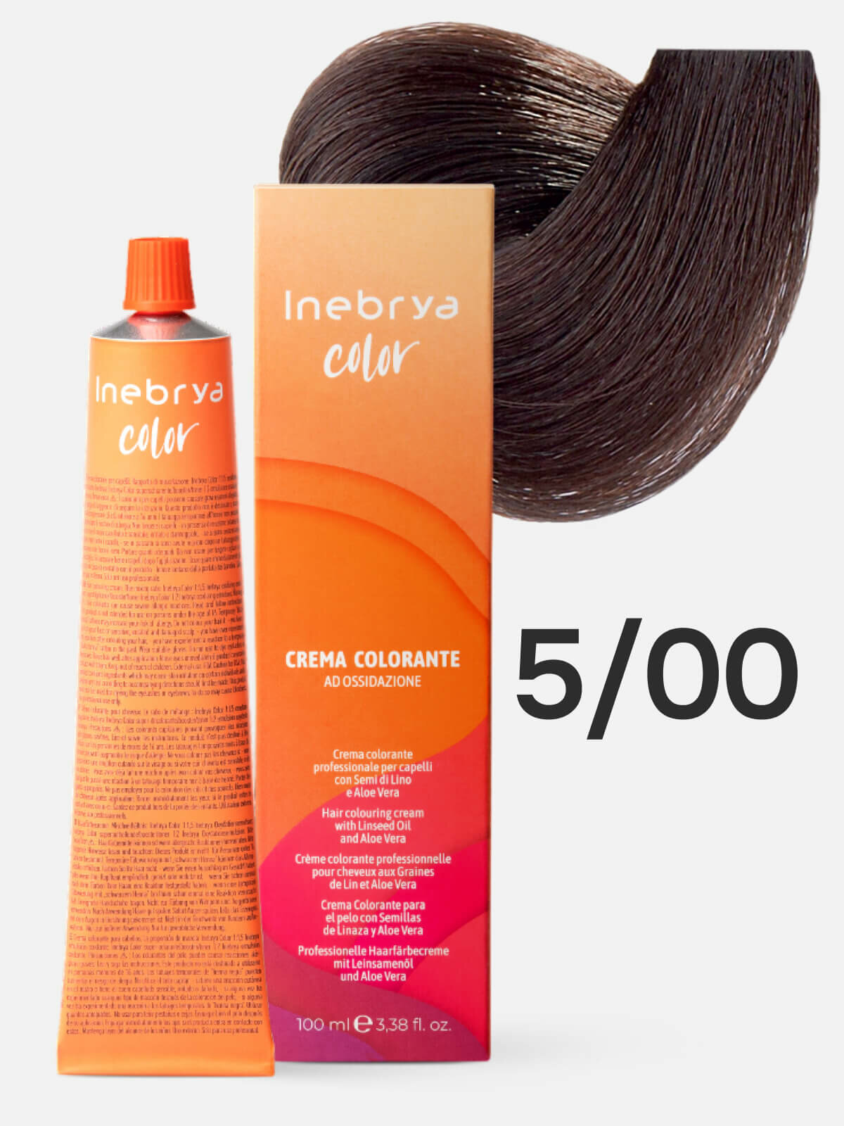 Крем - краска для волос профессиональная Inebrya Color Professional 5/00 Светлый каштановый Интенсивный натуральный, 100 мл