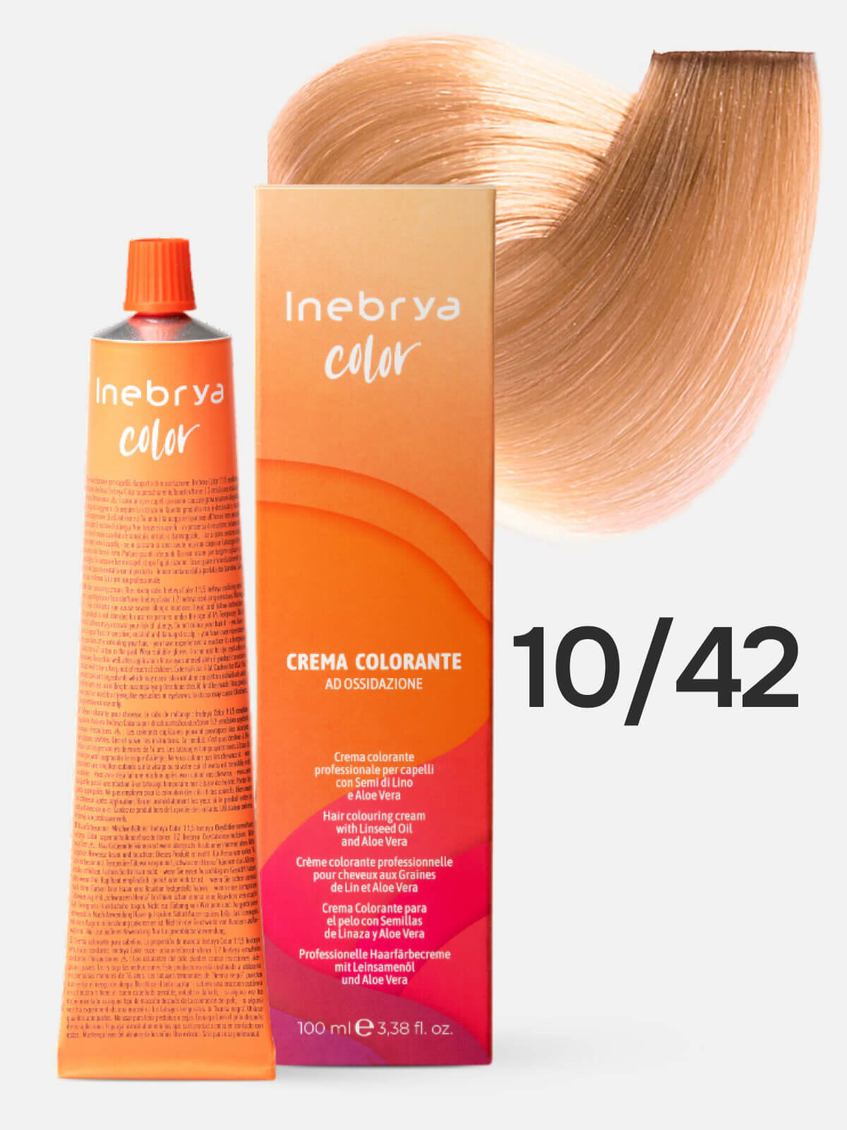 Крем - краска для волос профессиональная Inebrya Color Professional 10/42 Светлый блонд Платиновый коньяк, 100 мл