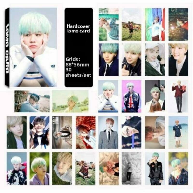 Bts персонализированный набор фотокарт с высококачественной бумагой для праздничных мероприятий мин юн ги 01