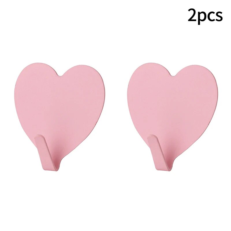 Настенные крючки в форме сердца из нержавеющей стали Розовый, Light pink 2pcs