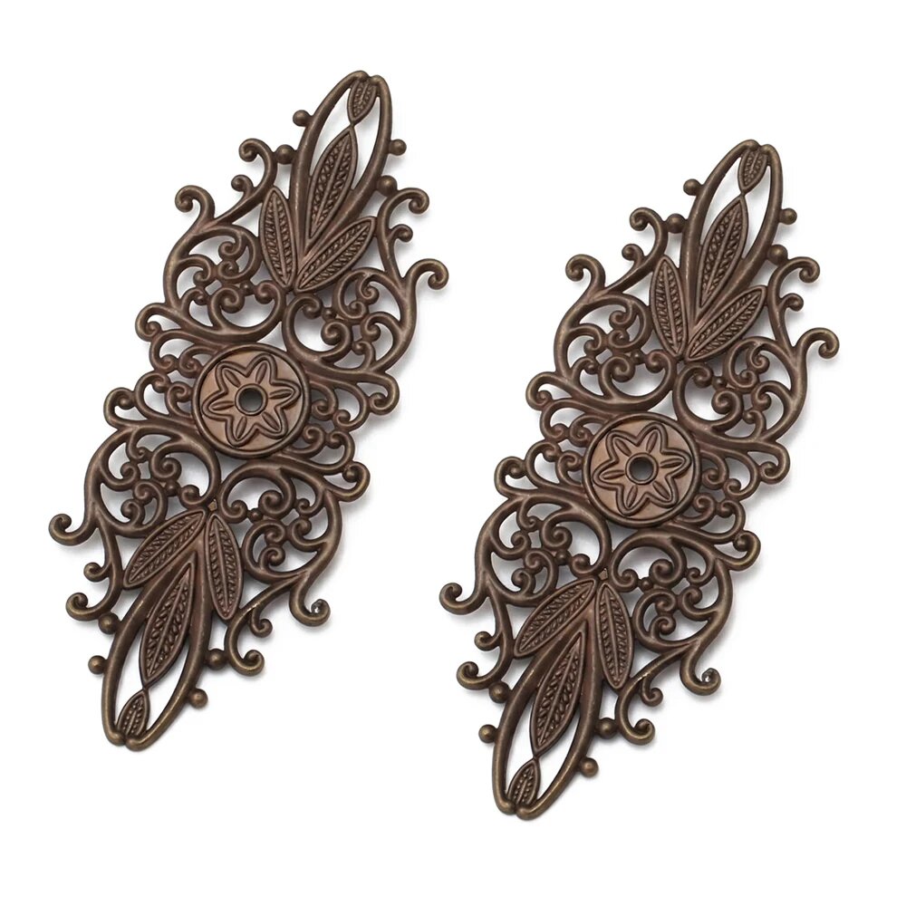 Медные филигранные заготовки для украшений 10 шт. Коричневый, antique color