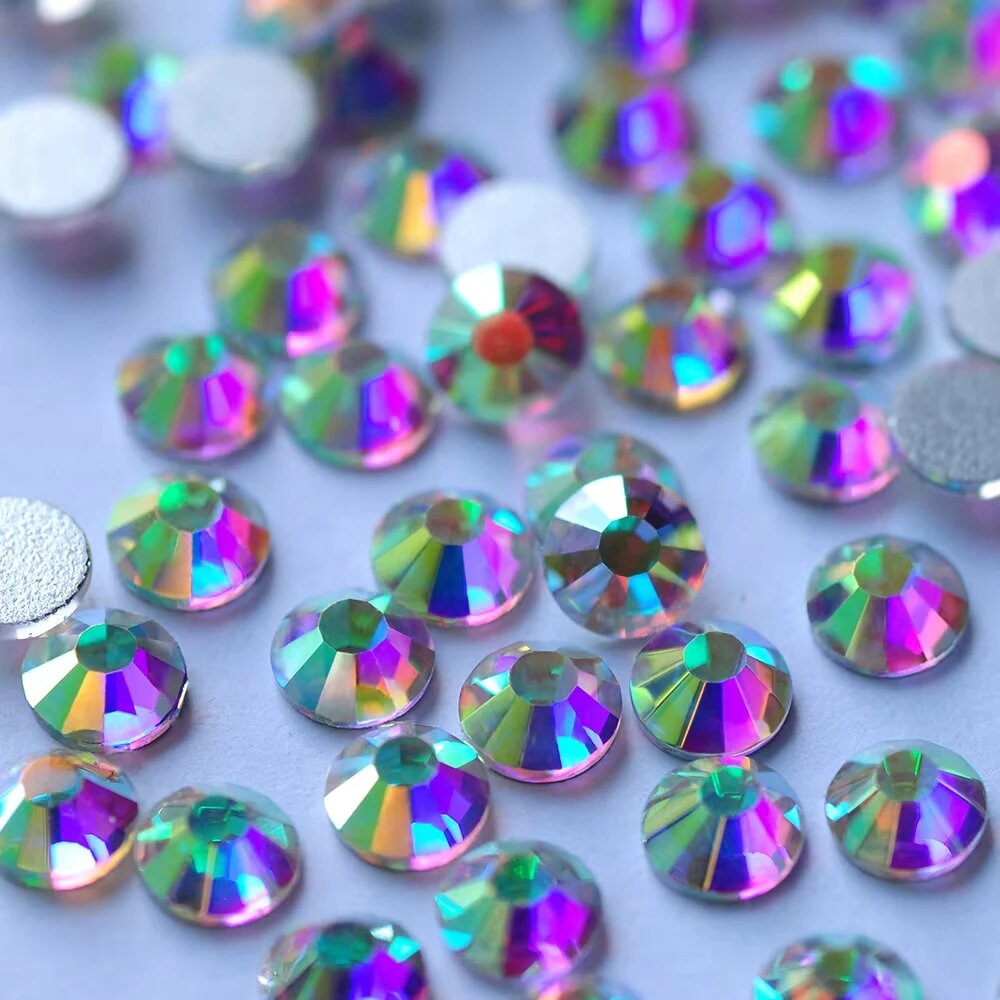 PUBRILEX Кристаллы AB Плоскодонные для декорирования SS3-1.3mm 1440pcs, Crystal AB