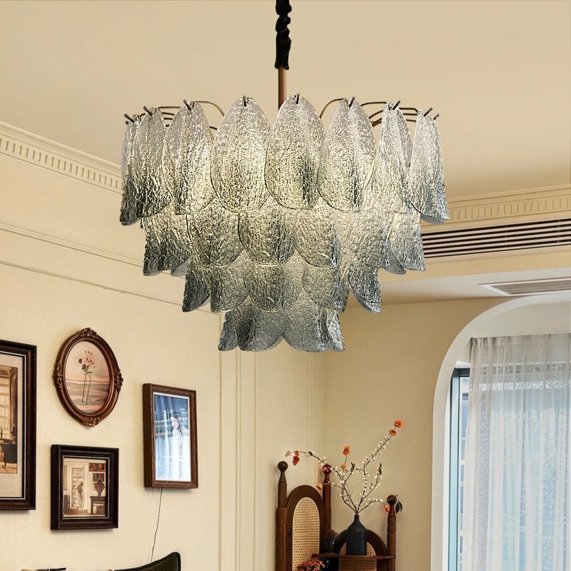 Роскошная люстра French light для гостиной, лепестки из хрусталя, высокое ощущение атмосферы, защита глаз полного спектра, основной свет в зале