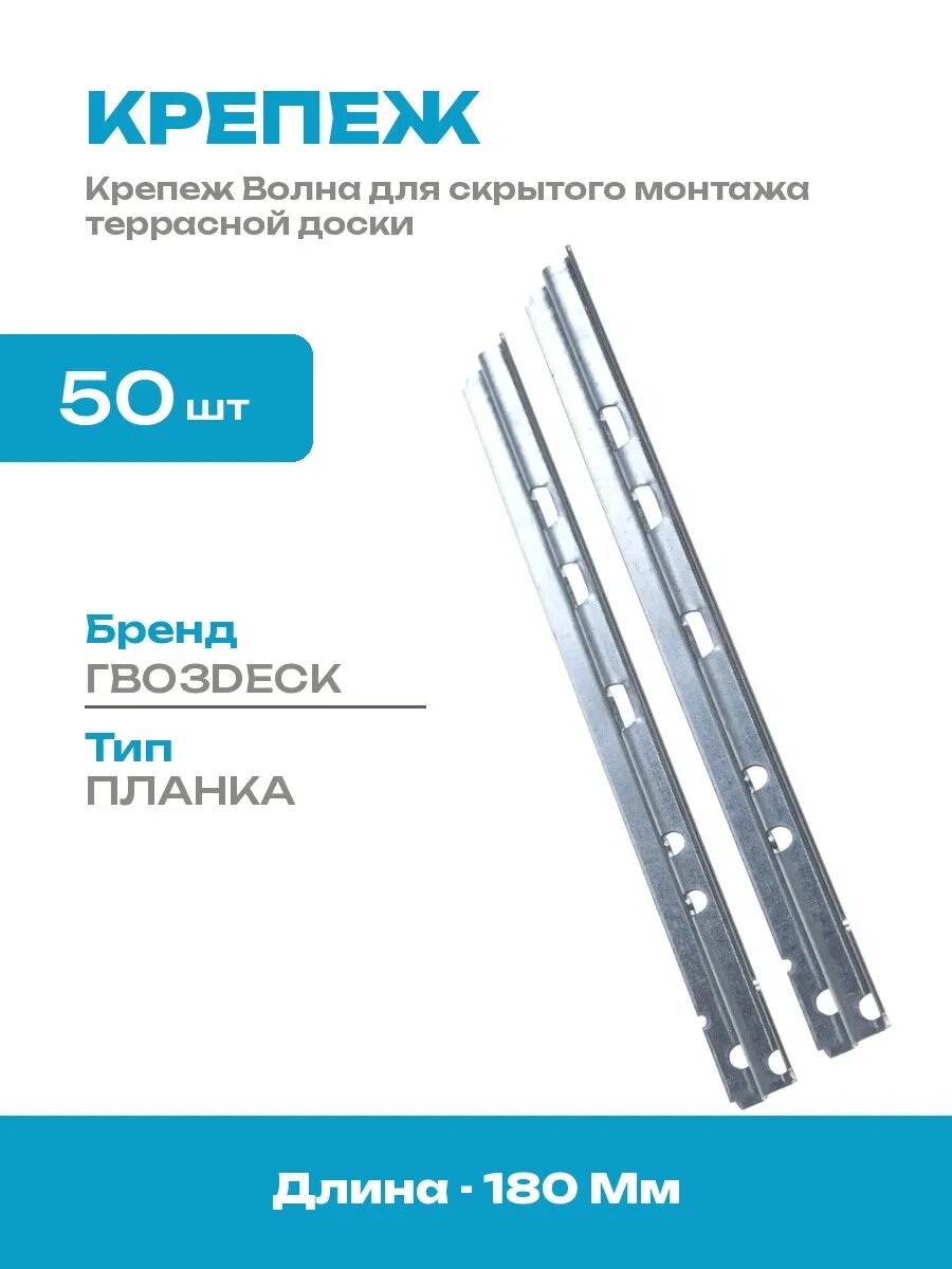 Комплект крепежа Волна цинк для скрытого монтажа доски 50 шт