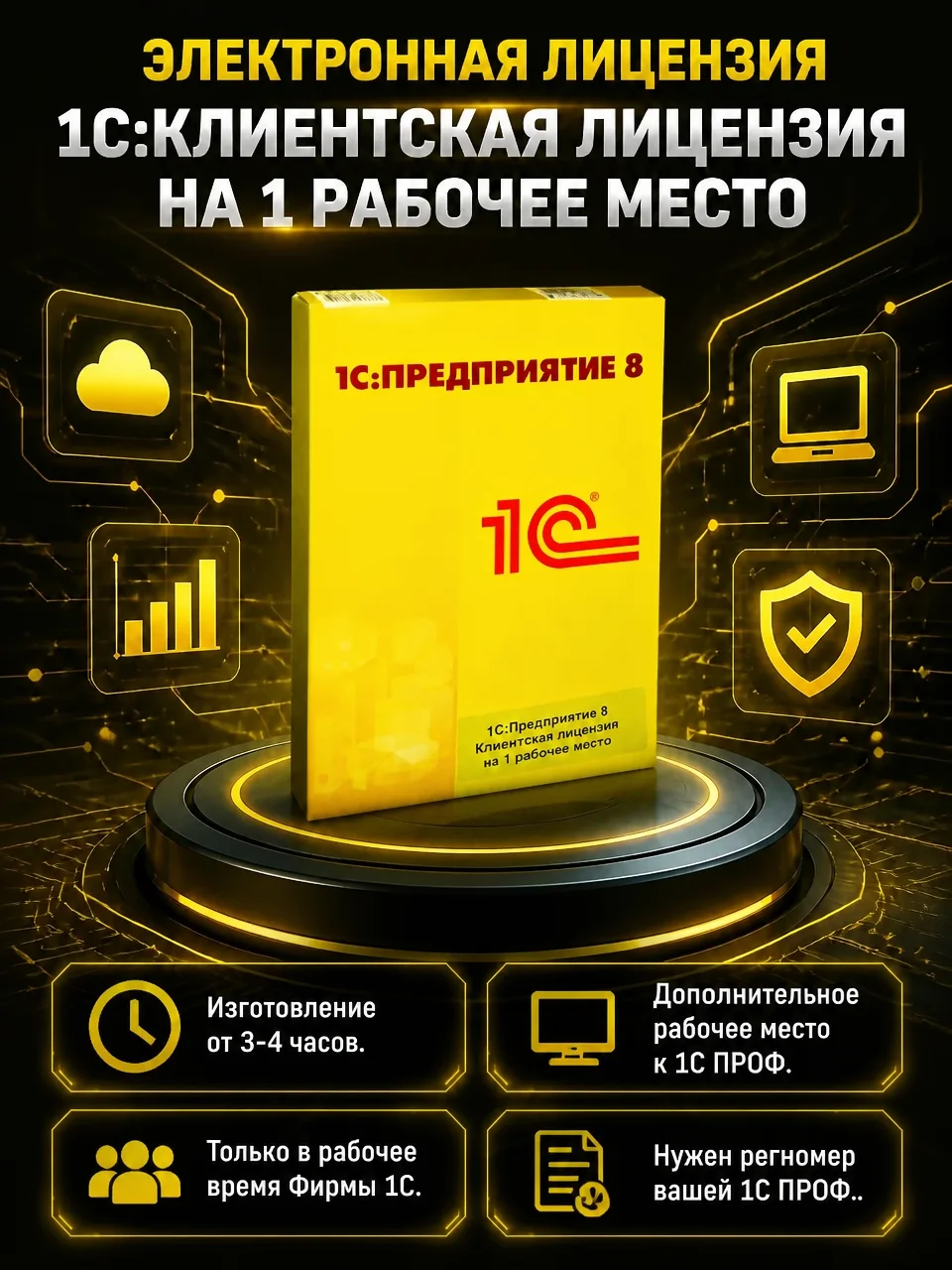 1С: Предприятие 8 ПРОФ. Клиентская лицензия на 1 рабочее место. Электронная поставка.