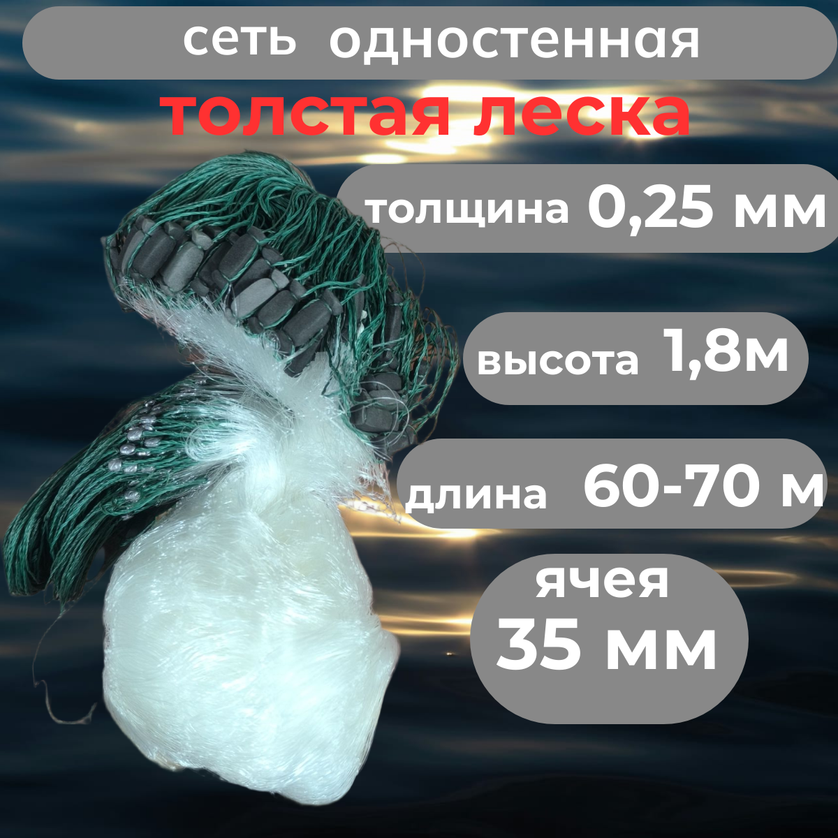 Сеть защитная рыболов35мм
