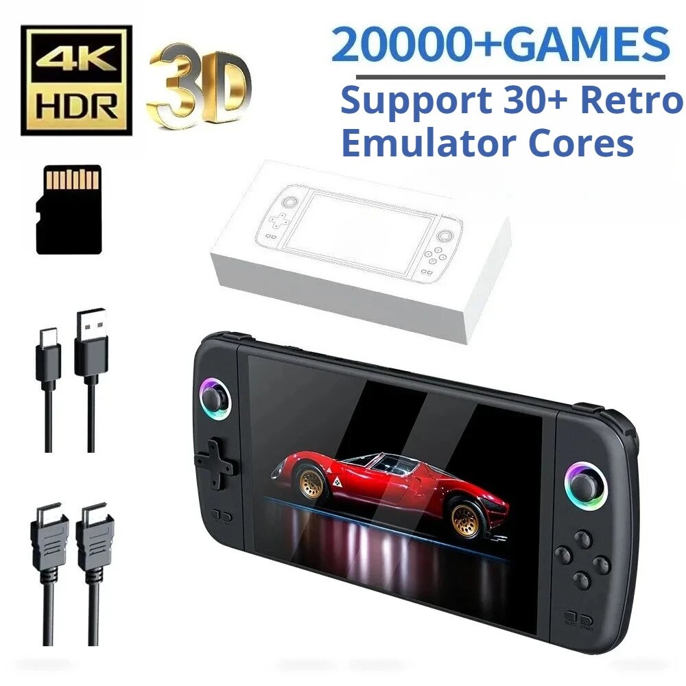 Портативная игровая консоль M27 128G с встроенными 30000 игр, 30 эмуляторов, 7-дюймовым IPS-экраном