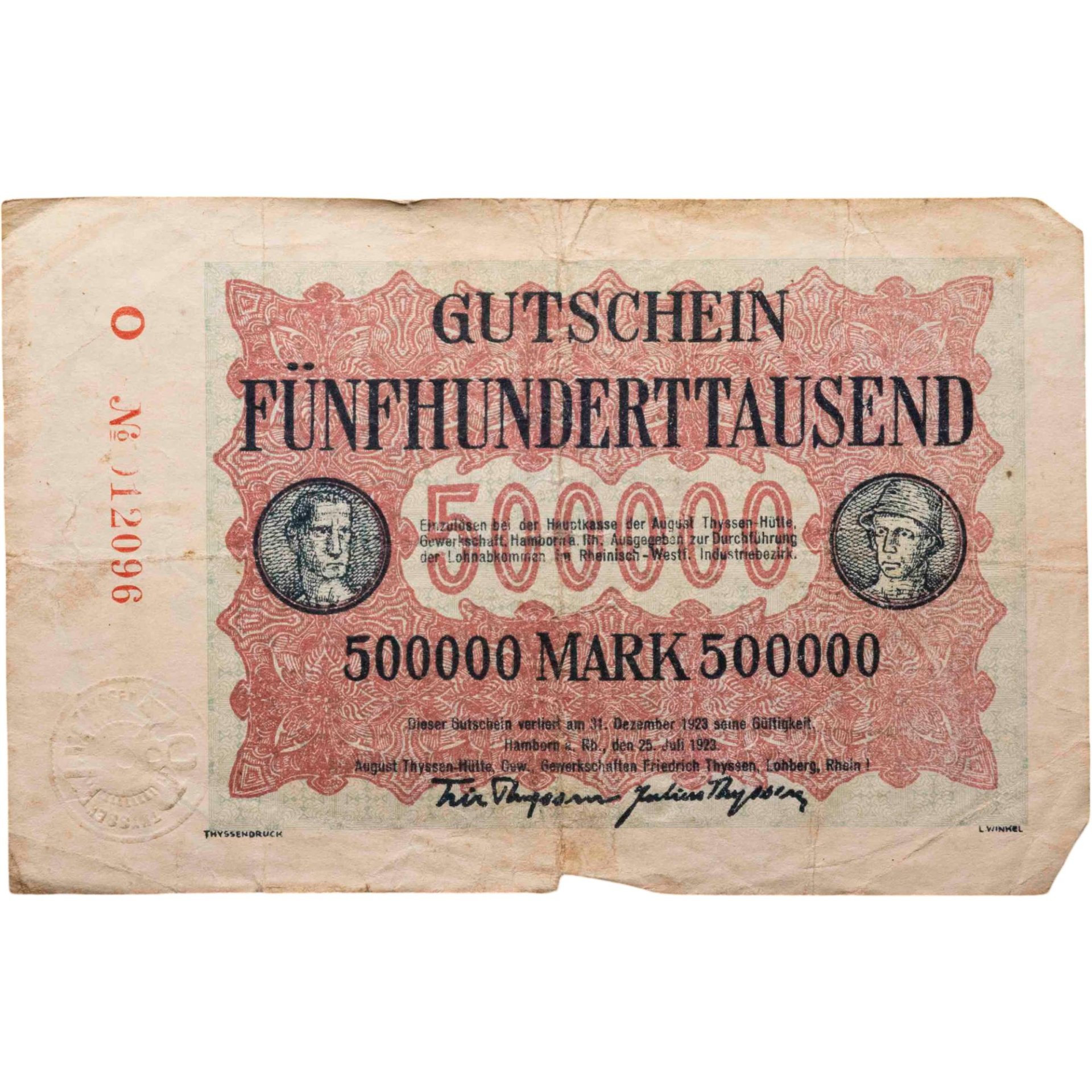 Германия, нотгельды, Хамборн 500000 марок 1923
