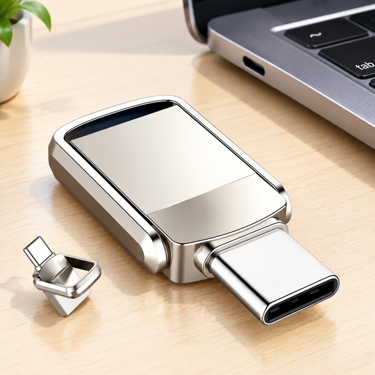 USB-накопитель Type-C 2ТБ, OTG (Цвет товара: серебристый)