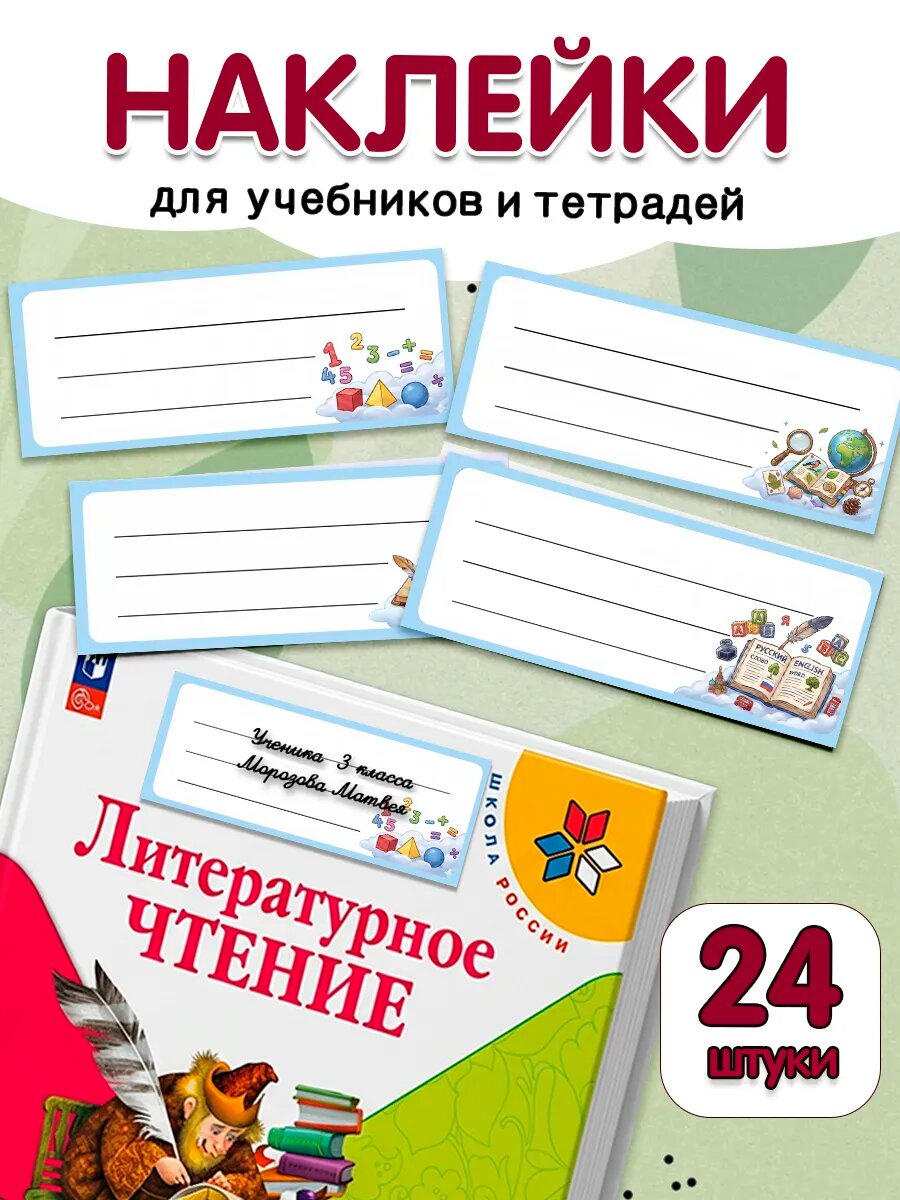Наклейки на тетради и учебники для подписи школьные