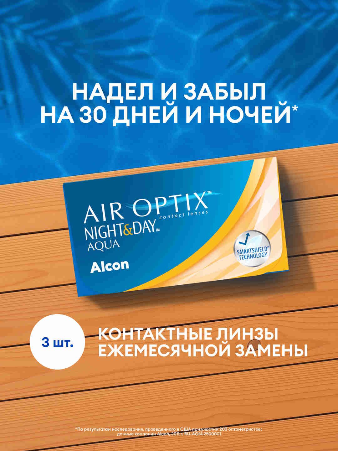 Alcon AIR OPTIX Night & Day Aqua контактные линзы 3 шт. / -3.00 / 8.6 / 1 месяц, ежемесячные