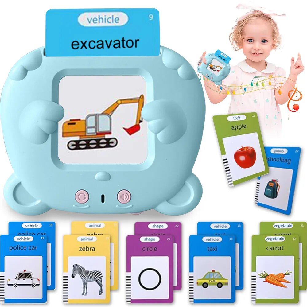 Планшет детский развивающий , с карточками, повторяющая слова / игрушка для развития речи, обучающая. В комплекте 224 карточек.