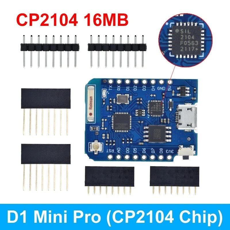 WEMOS D1 Mini Pro 4M 16M байт Разъем для внешней антенны NodeMCU на базе ESP8266 ESP-8266EX CP2104 WIFI Макетная плата Micro