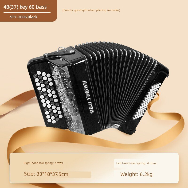 60-басовый баян-аккордеон с черной краской SJY-2006 для начинающих